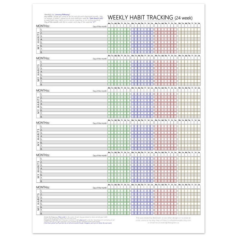Weekly Habit Tracker Poster- Reach Goals Faster, Hold Yourself ...