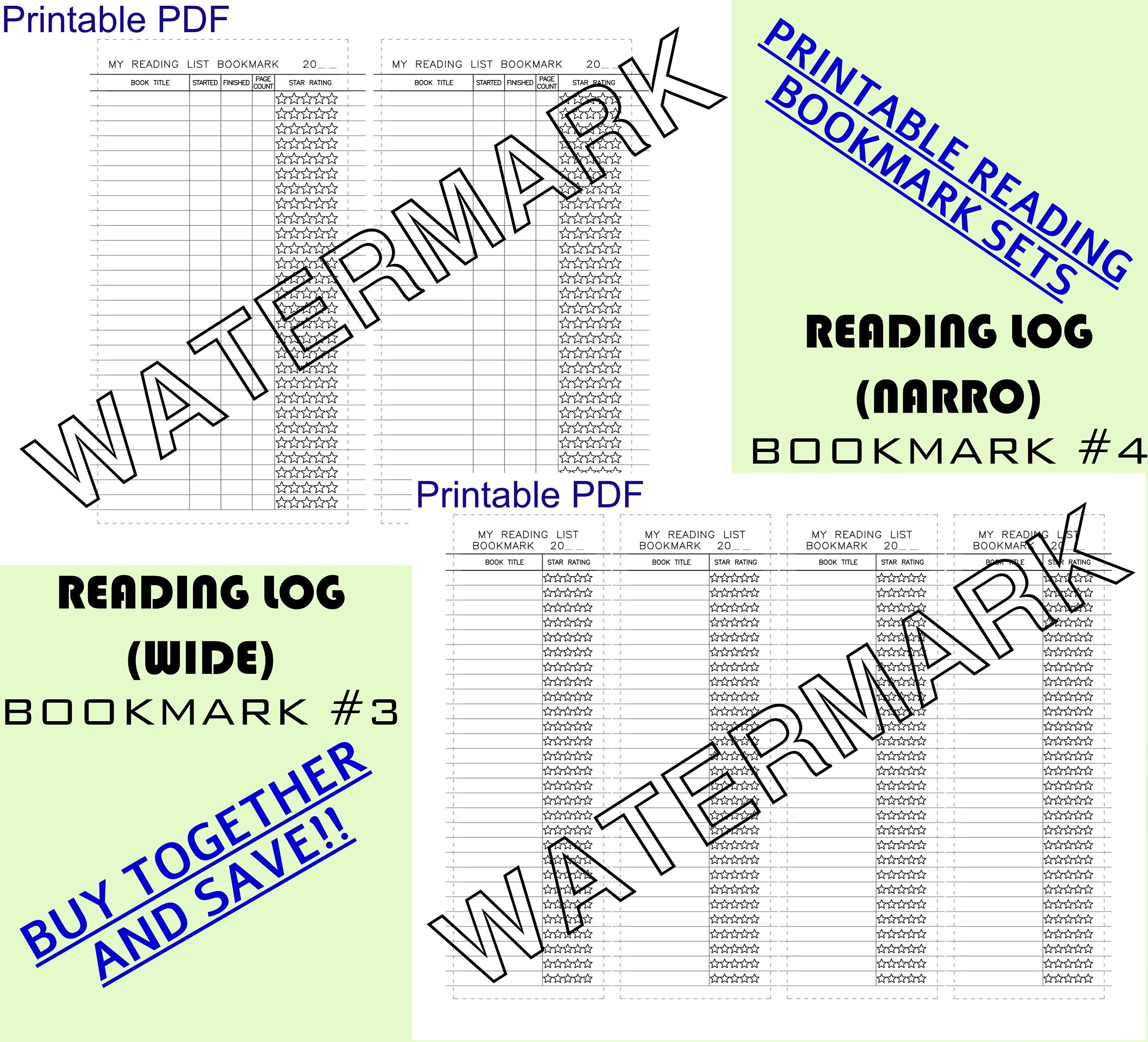 X2 Bookmarks Reading Review & Log Bookmarks x2 Printable Pdfs in One ...