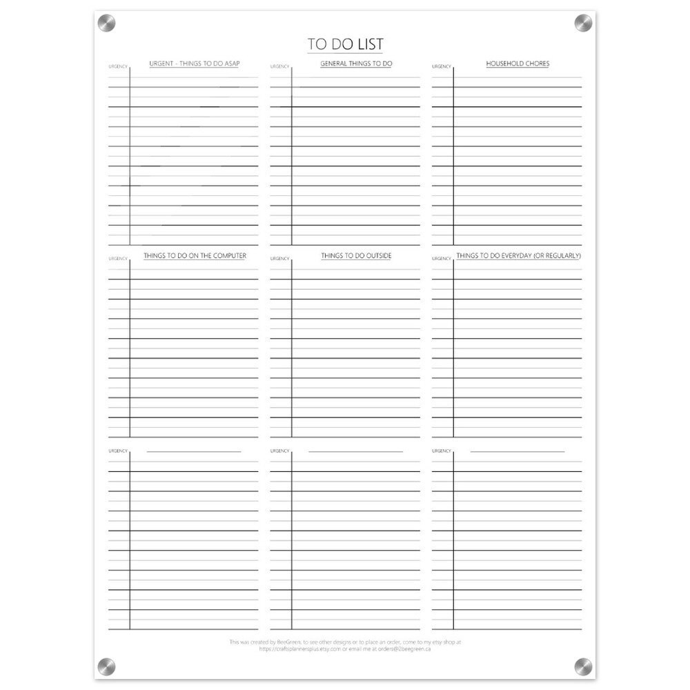 Dry Erase to Do List Things to Do Stay on Track Executive Function ...