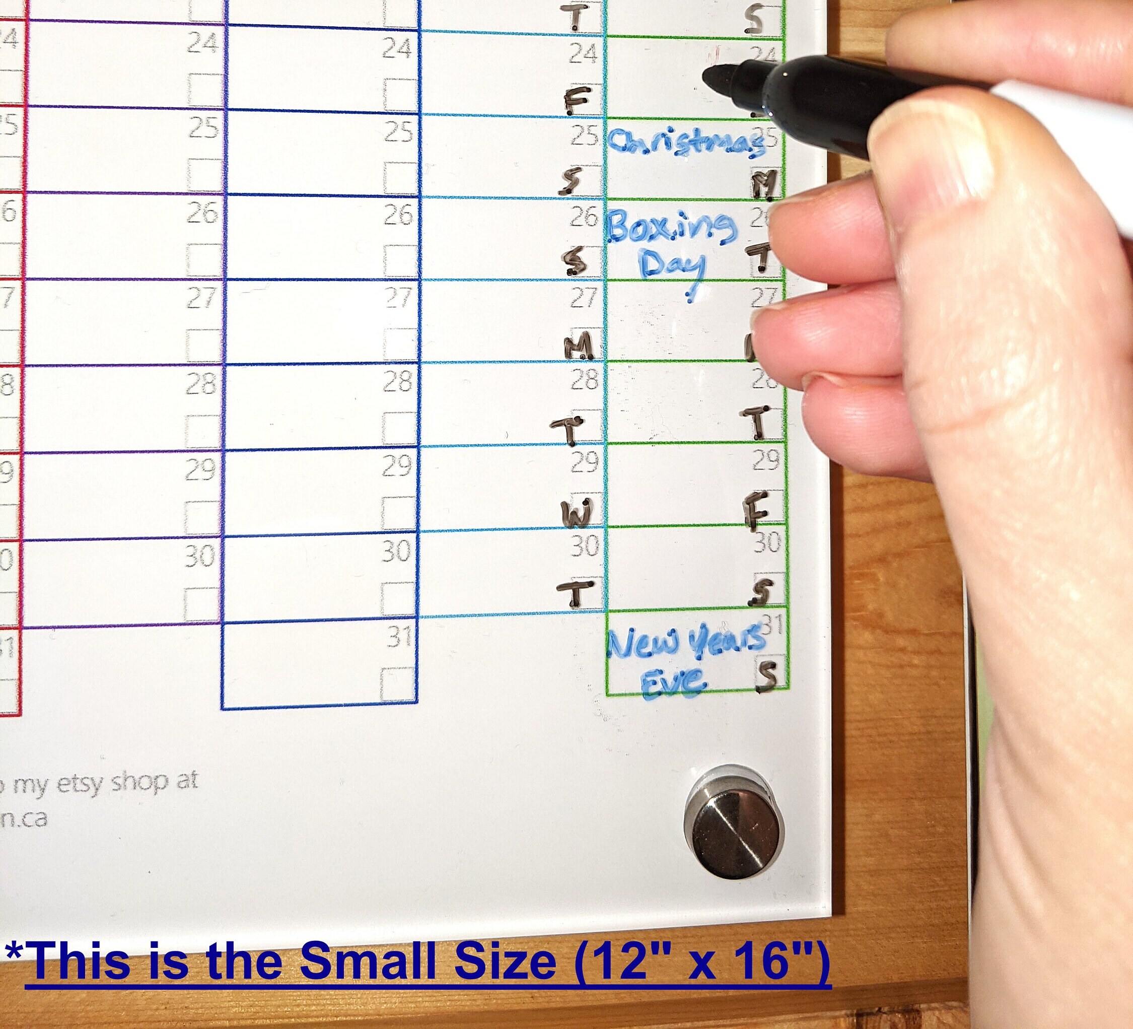 Year At A Glance Dry Erase Calendar Black Whitevert Acrylic Yearly