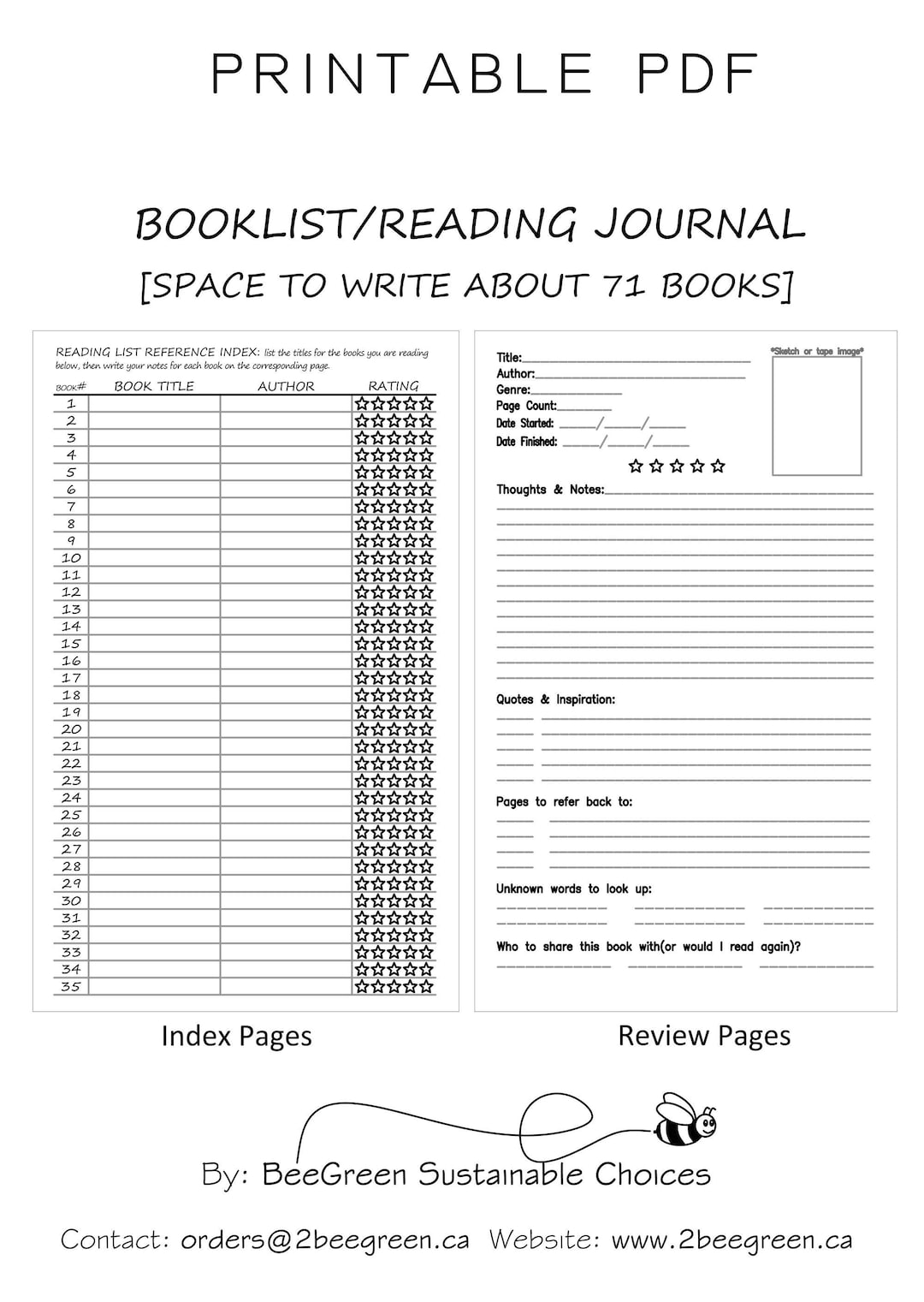 Reading Journal & Book Review - Review What You Read and Keep Track of ...