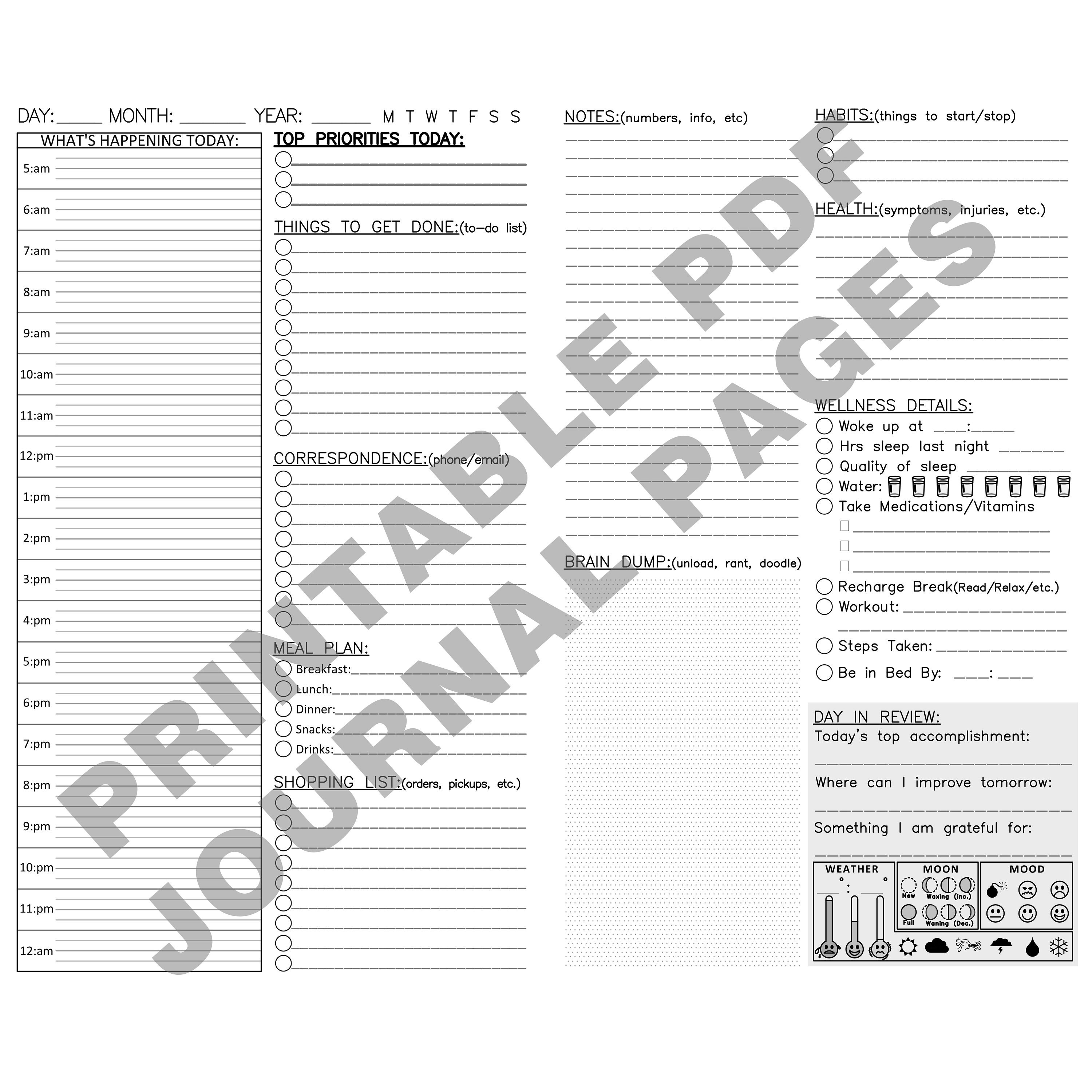 Day Planner - 2 Pages per Day - Daily Journal (daily Planner ...