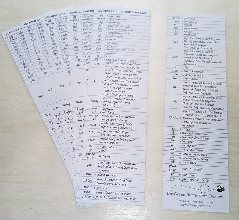 Knitting Abbreviations Bookmark Every Knitter Needs a - Etsy