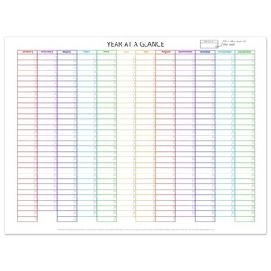 Year at a Glance Poster (horizontal) - Printed on 170 Gsm/ 65 Lb Poster ...