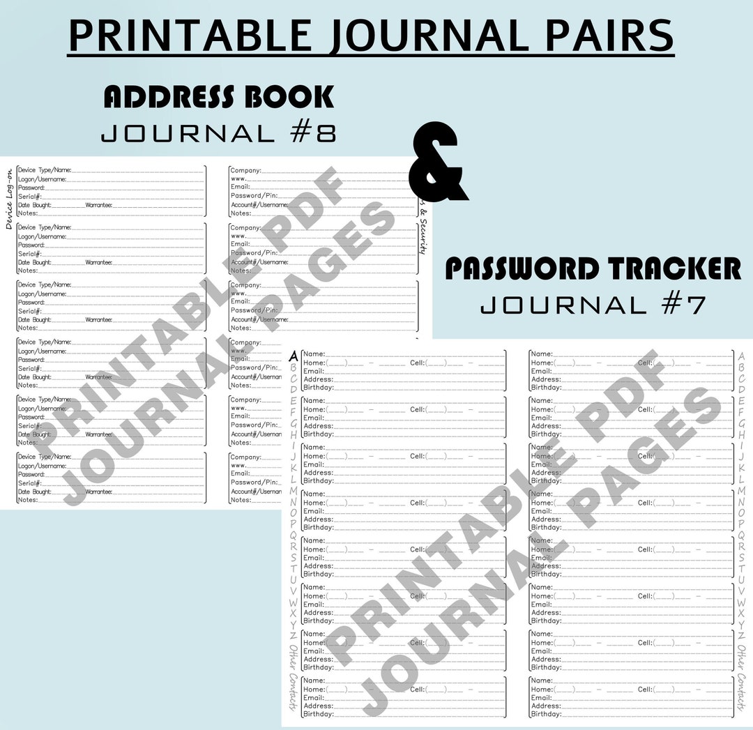 X2 Journals: Password Log & Address Book (internet Password / Safe ...