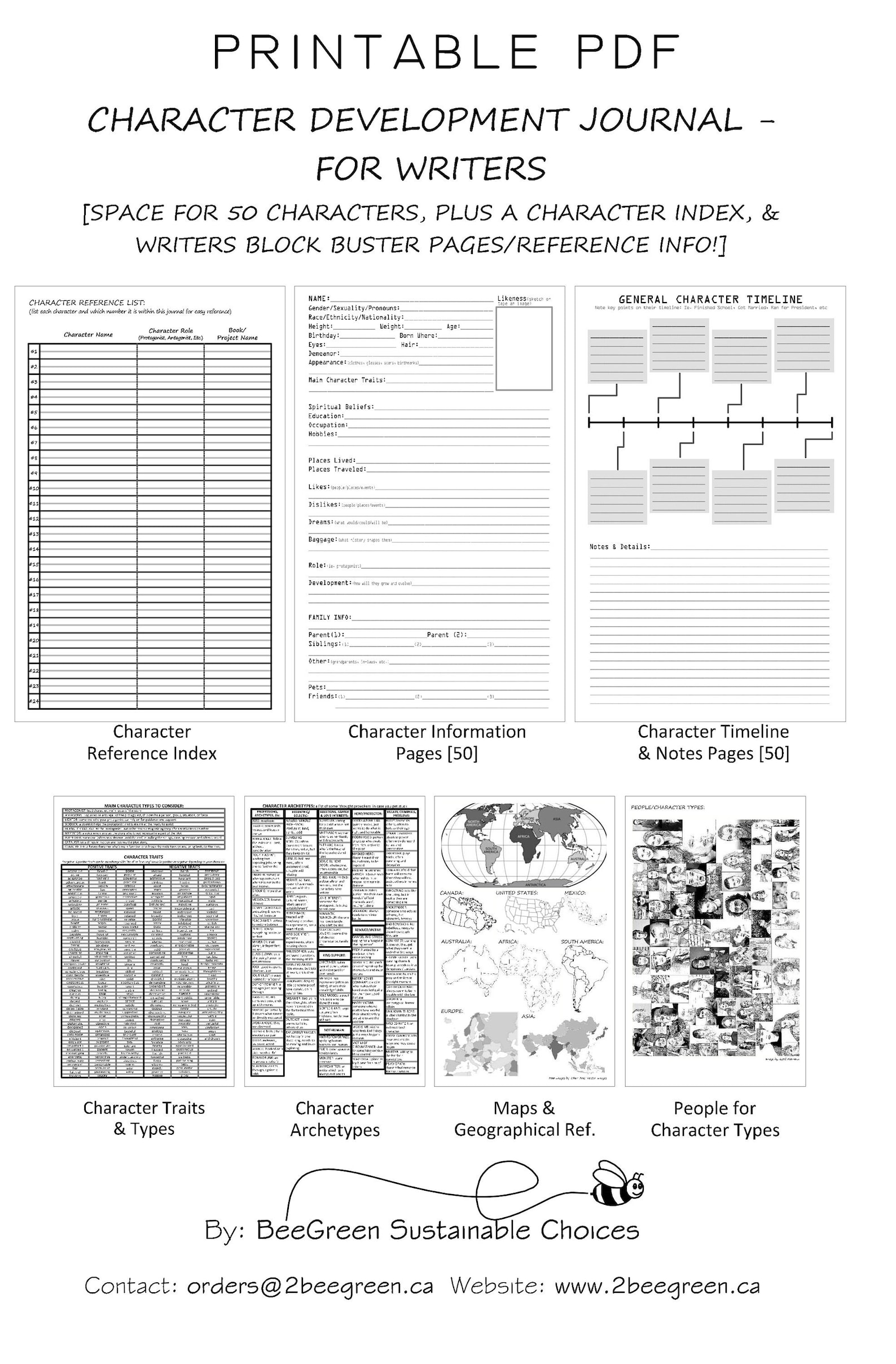Character Development Journal for Writers - Create & Develop Character ...