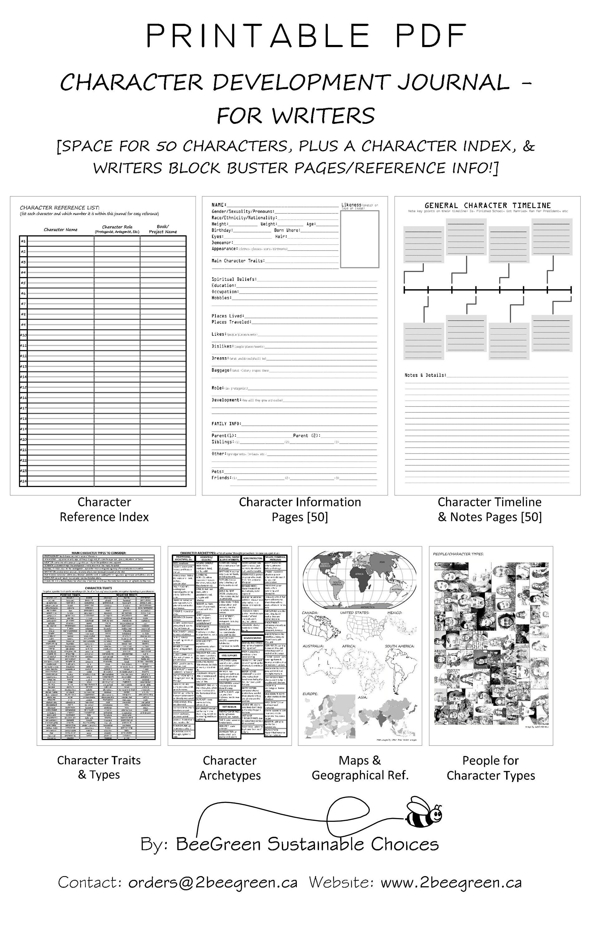 Character Development Journal for Writers - Create & Develop Character ...