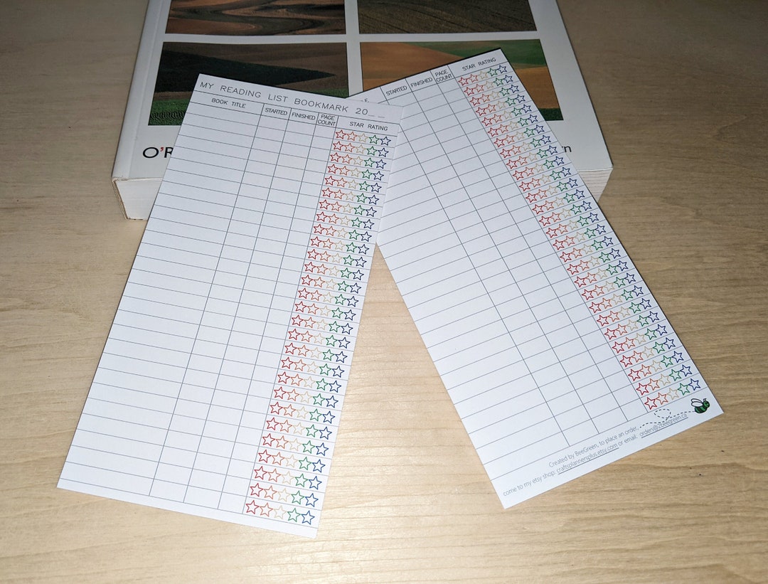 NEW~ Reading Log Bookmark(color), Book Rating Bookmark, Reading List ...