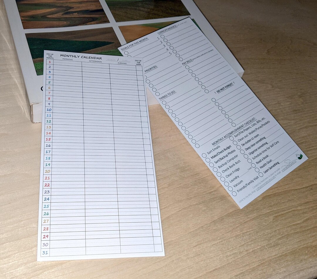 NEW~ Monthly Calendar Bookmark(tall) - A Simple Way to Keep Track of ...