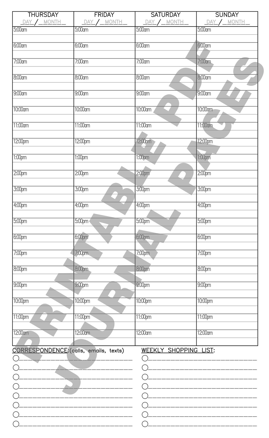 Weekly Overview Planner Plan Your Weeks weekly Day Timers & to Do Lists ...