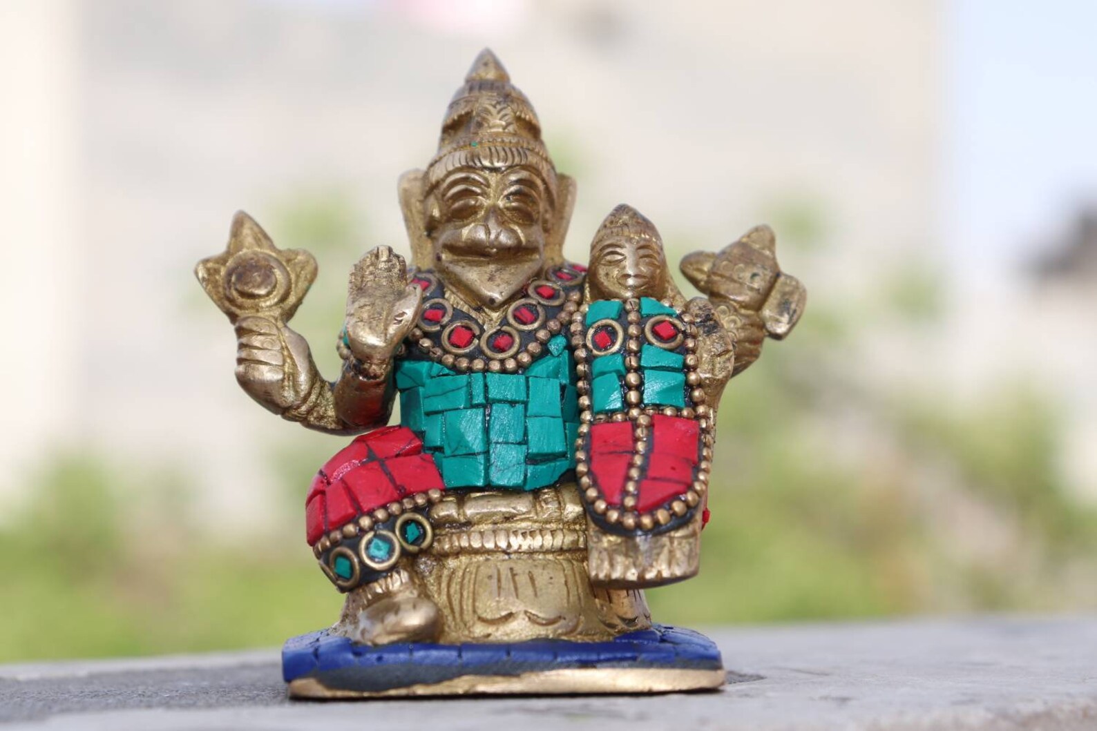 Brass God Narsingh Bhagwan with goddess Lakshmi 8CM Statue for | Etsy