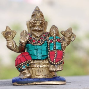 Brass God Narsingh Bhagwan With Goddess Lakshmi 8CM Statue for Pooja ...