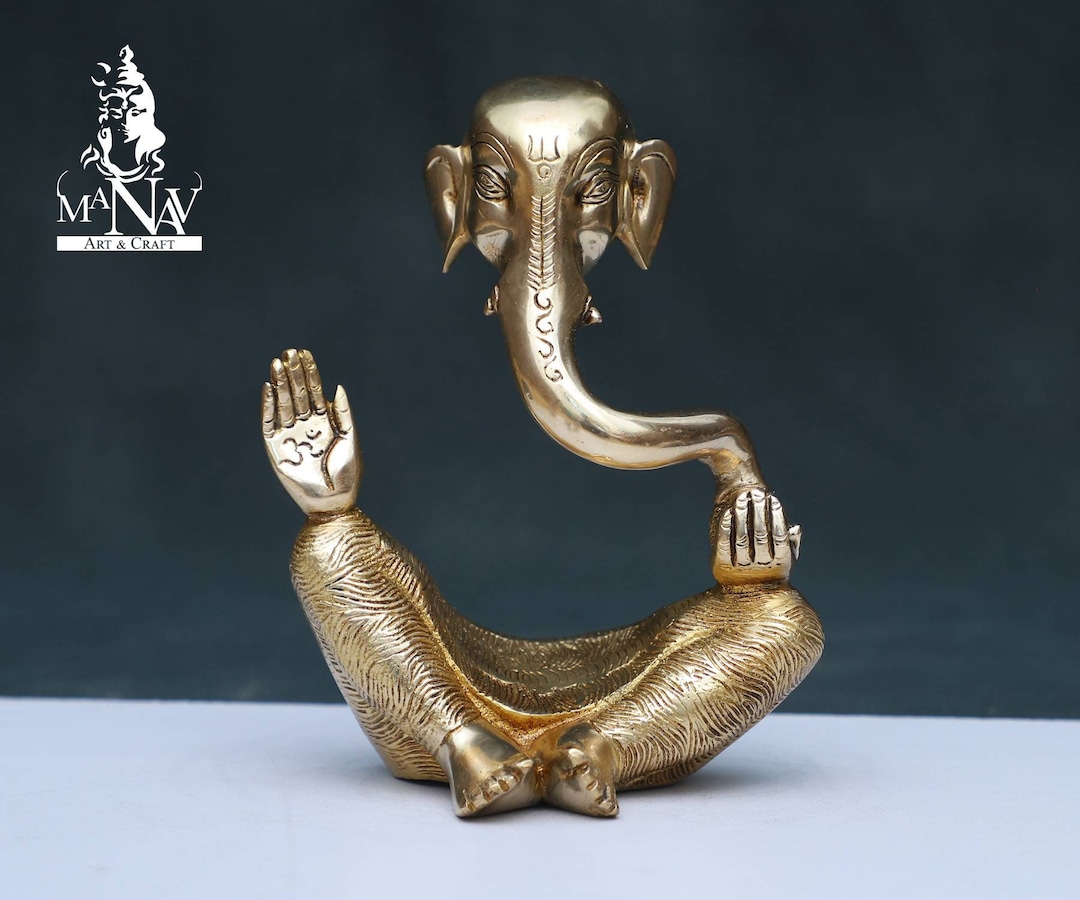 Brass Ganesha Statue, 15CM Ganesh Statue in Brass, Ganesh Figurine ...