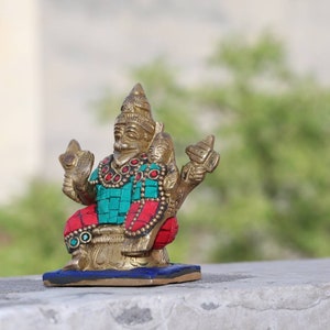 Brass God Narsingh Bhagwan With Goddess Lakshmi 8CM Statue for Pooja ...