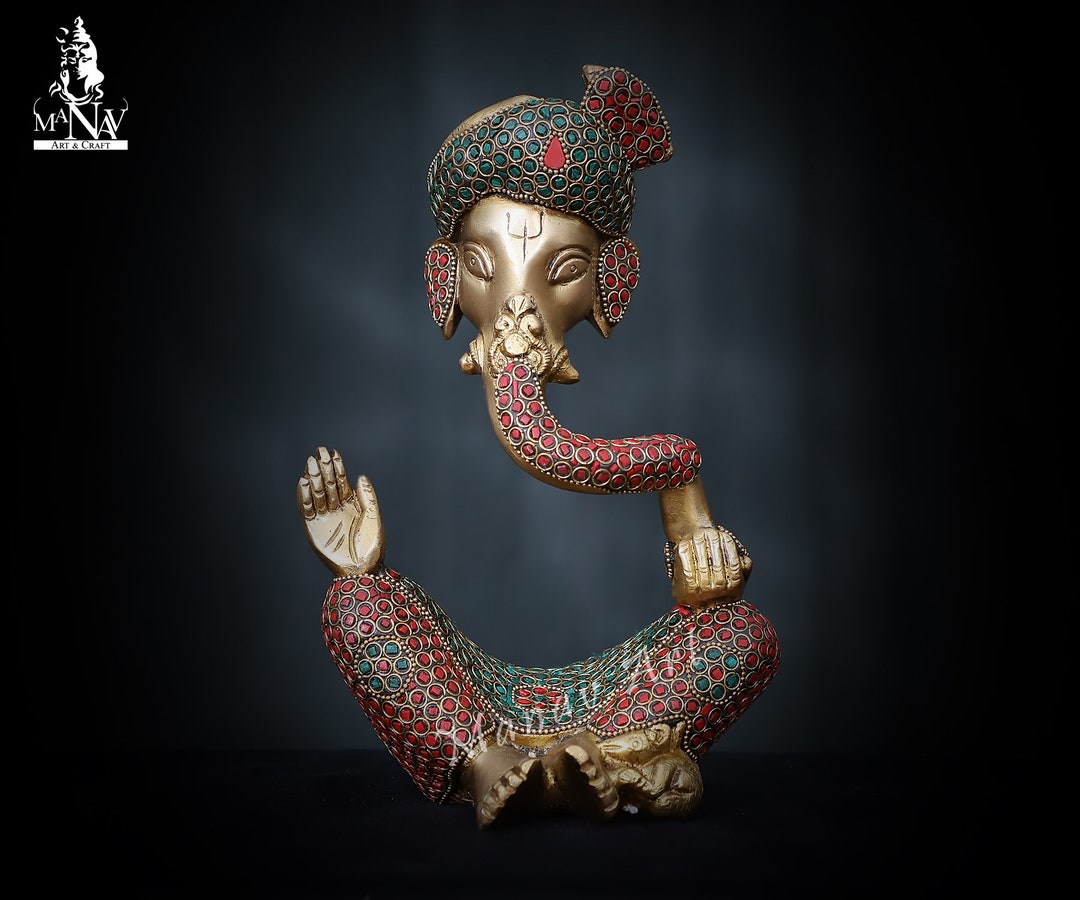 Brass Ganesha Statue- 25 CM Brass Ganesh Statue, Abstract Ganpati ...