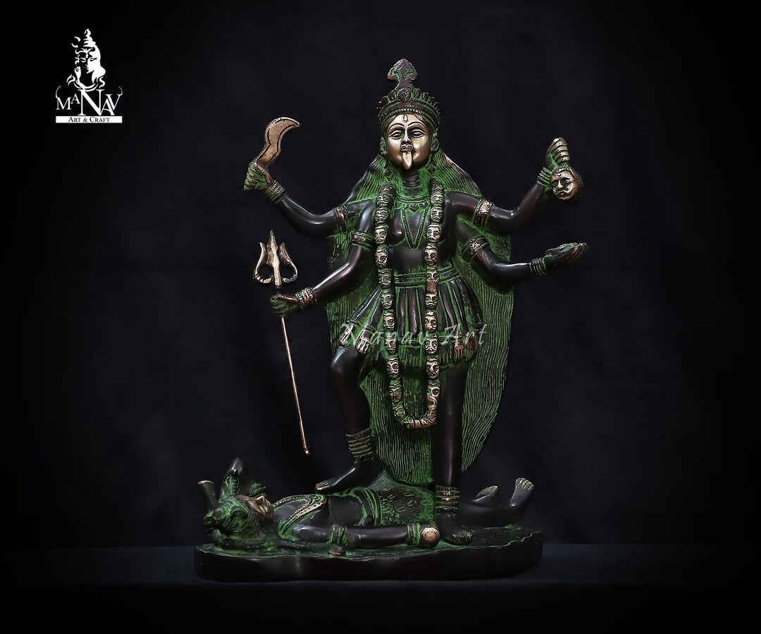 Brass Maha Kali Statue: Hindu Goddess Altar Decor (32 CM) - Etsy
