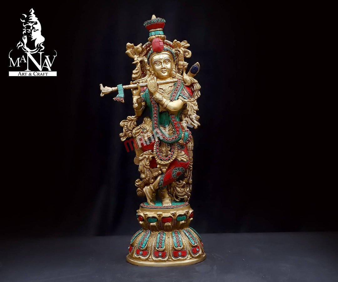 Lord Krishna Statue, 45 CM Big Size Krishna, Krishna Figurine, Hare ...