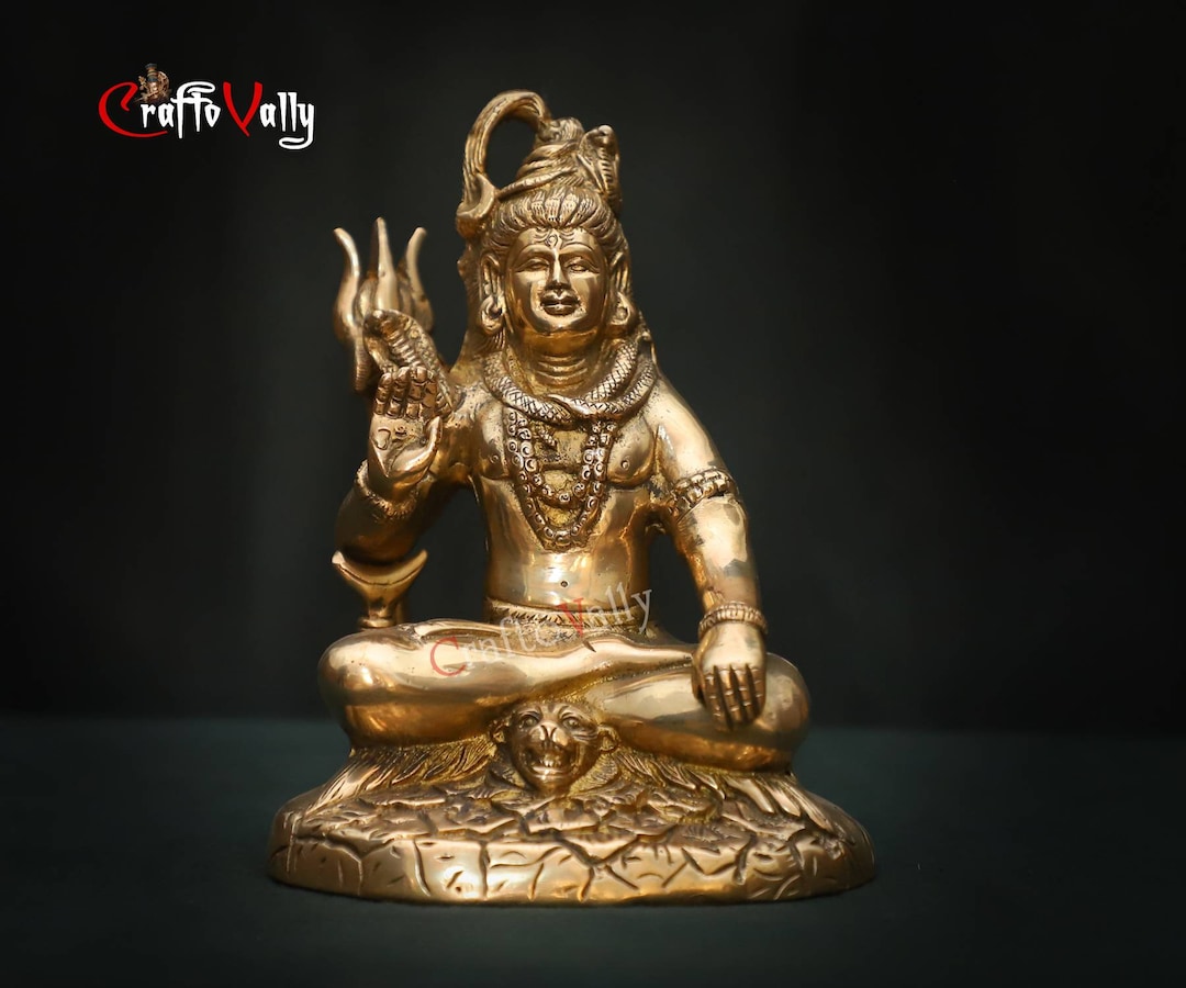 Brass Lord Shiva 17CM Statue, Shiva Idol, Shiva Figurines, Adiyogi ...