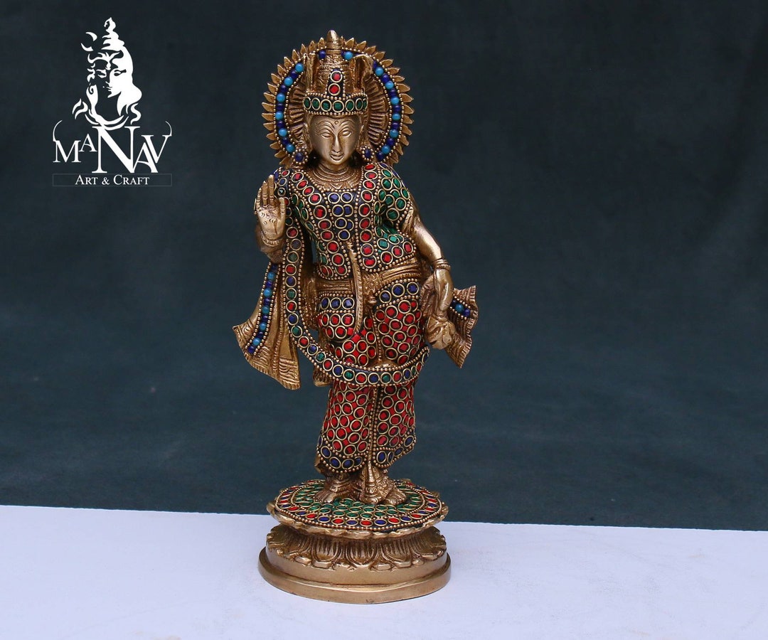 Brass Radha Statue, 27 CM Radha Idol, Radha Figurine, Goddess Radha ...