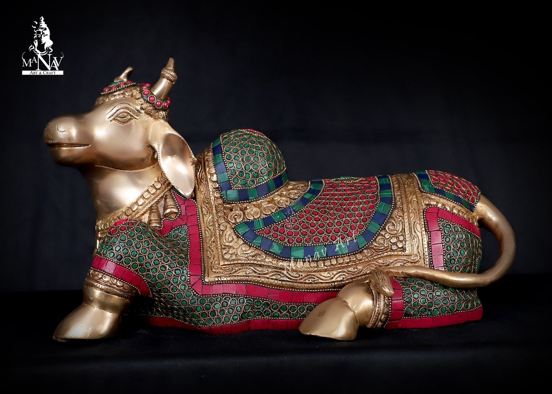 Brass Nandi Idol, Nandi Statue in Brass, 22CM Brass Nandi Statue, Brass ...