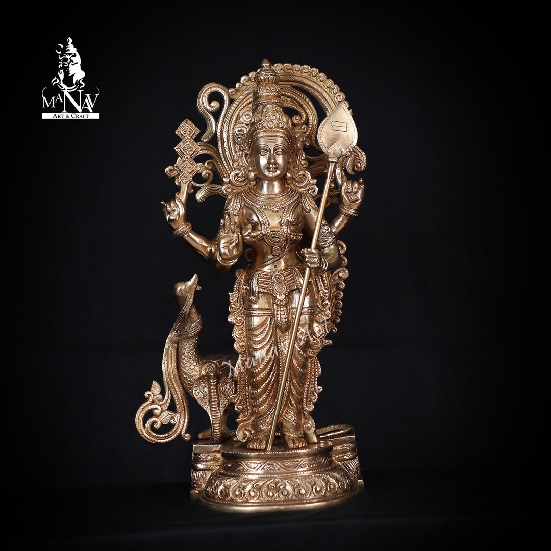Brass Kartikeya 51CM Statue, Brass Karthikeyan Idol, Murugan Swamy Idol ...