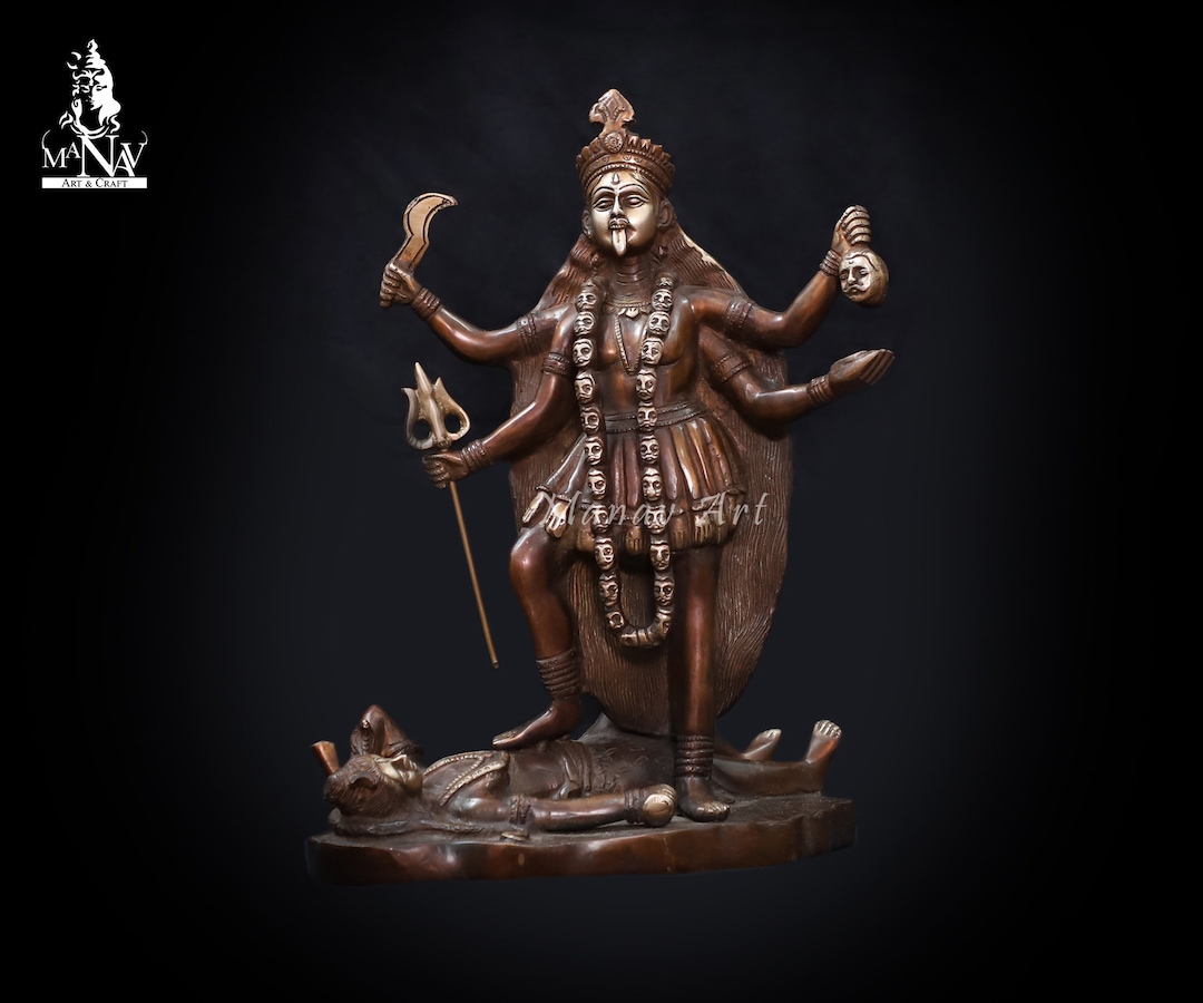 Buy Brass Maha Kali Statue, Goddess Kali Maa 32 CM Statue, Kalika ...