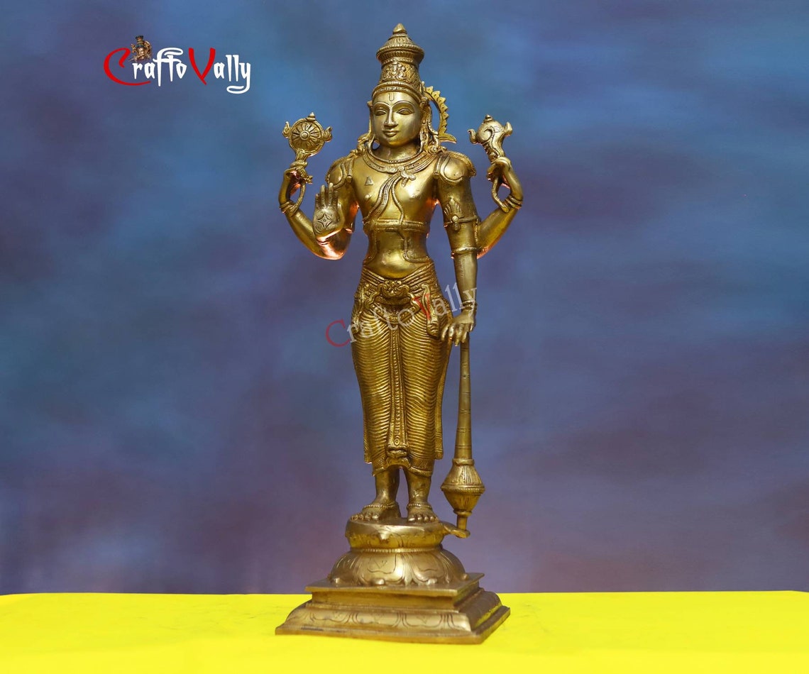 Lord Vishnu Statue 50 CM Big Size Brass Vishnu Narayan Ji - Etsy