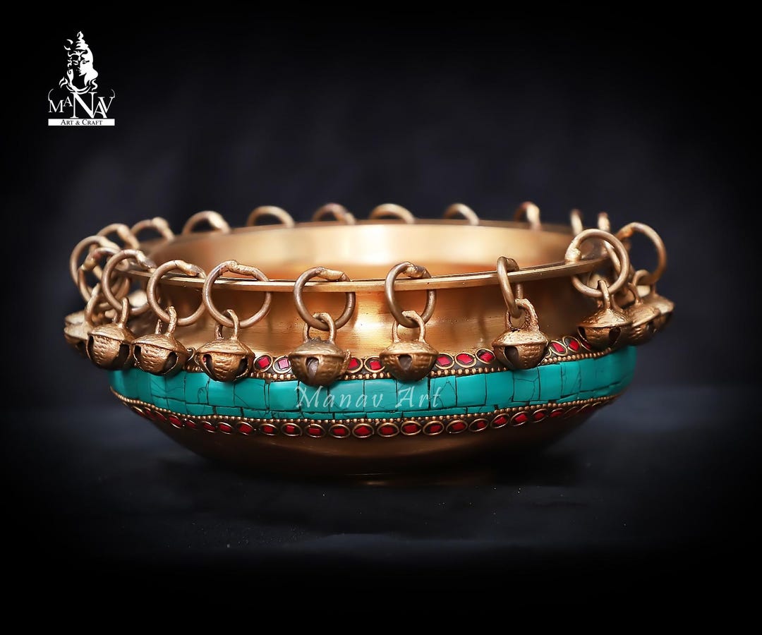 Brass Bells Design Urli, 8 CM Urli Traditional Bowl, Home Decor Gift ...