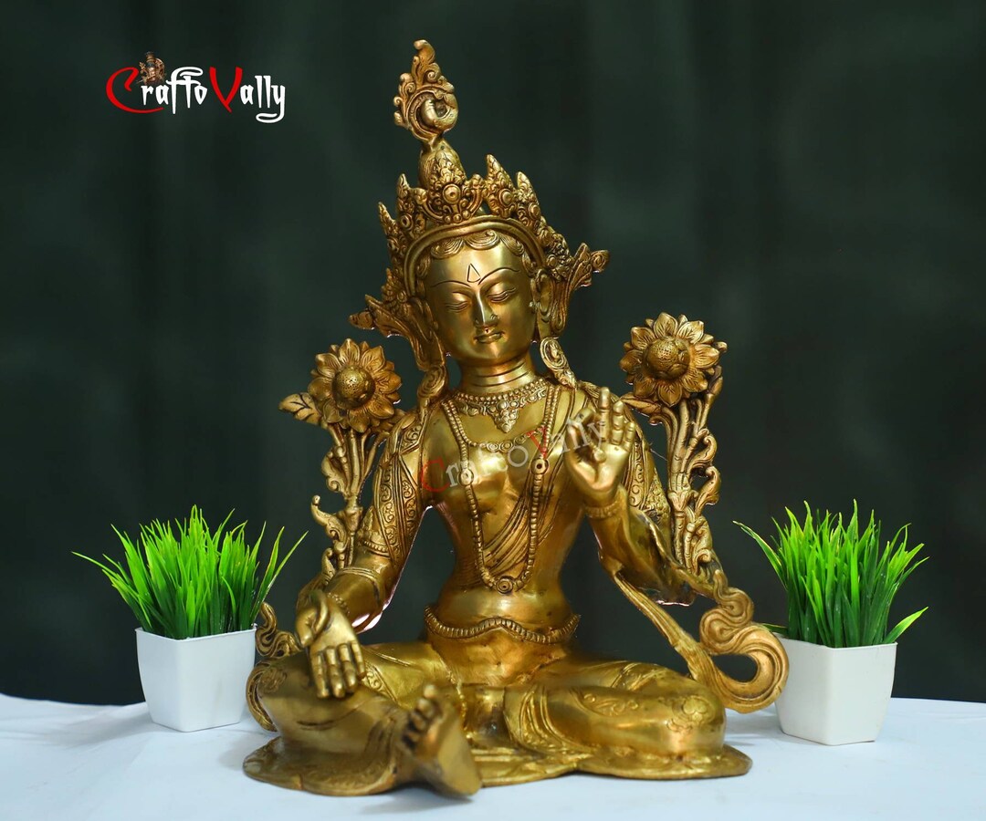 Brass Green Tara 38CM Statue Altar, Tara Devi Statue, Meditation Female ...