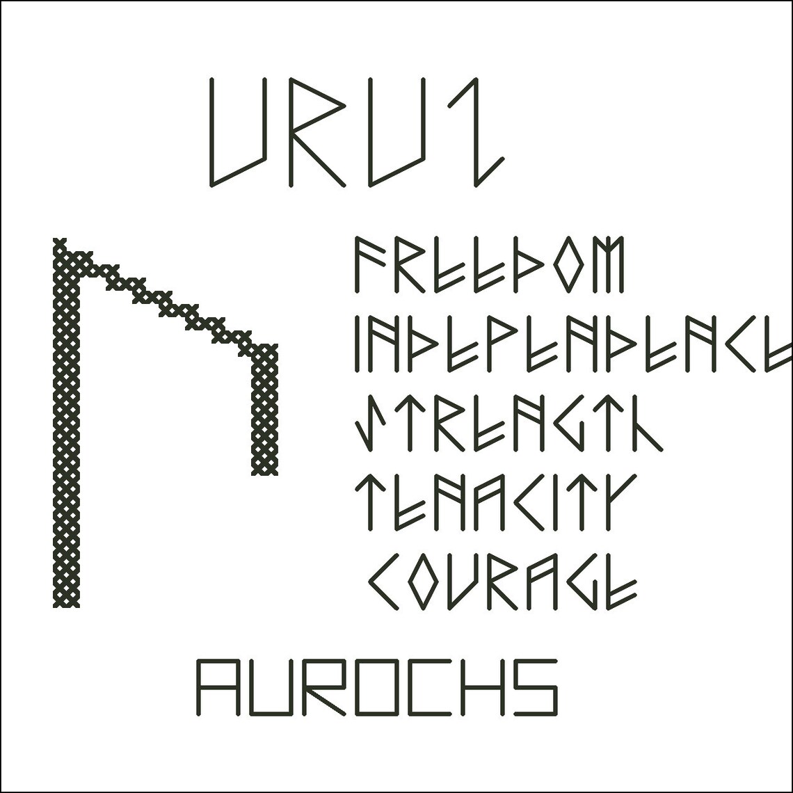 Uruz Elder Futhark Rune Cross Stitch Pattern Instant PDF Download - Etsy