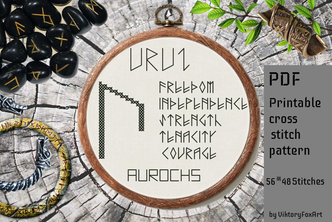 Uruz Elder Futhark Rune Cross Stitch Pattern Instant PDF Download - Etsy
