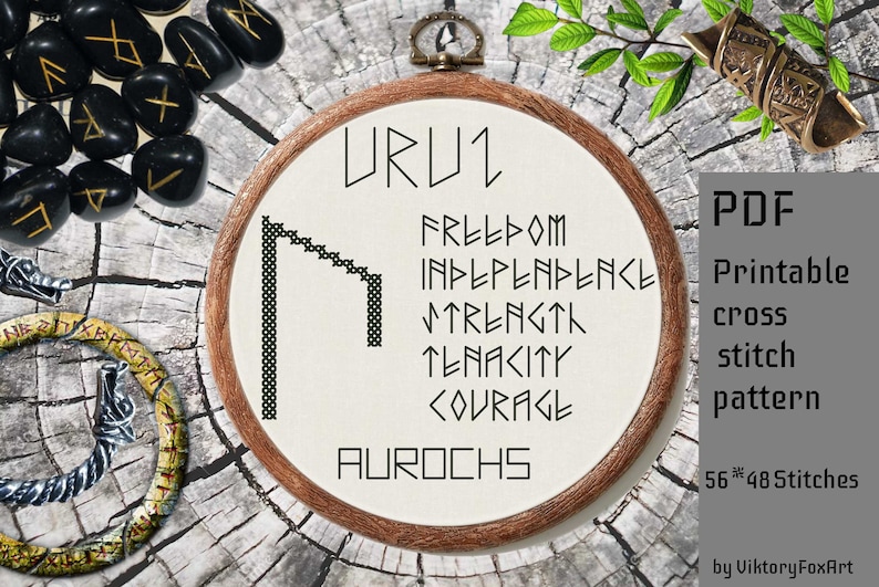 Uruz Elder Futhark Rune Cross Stitch Pattern Instant PDF Download - Etsy