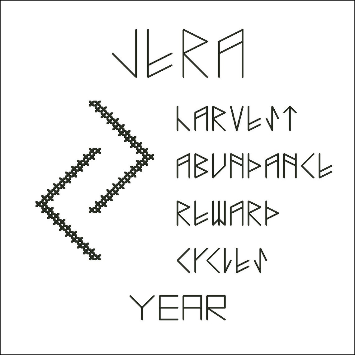Jera Elder Futhark Rune Cross Stitch Pattern Instant PDF Download - Etsy
