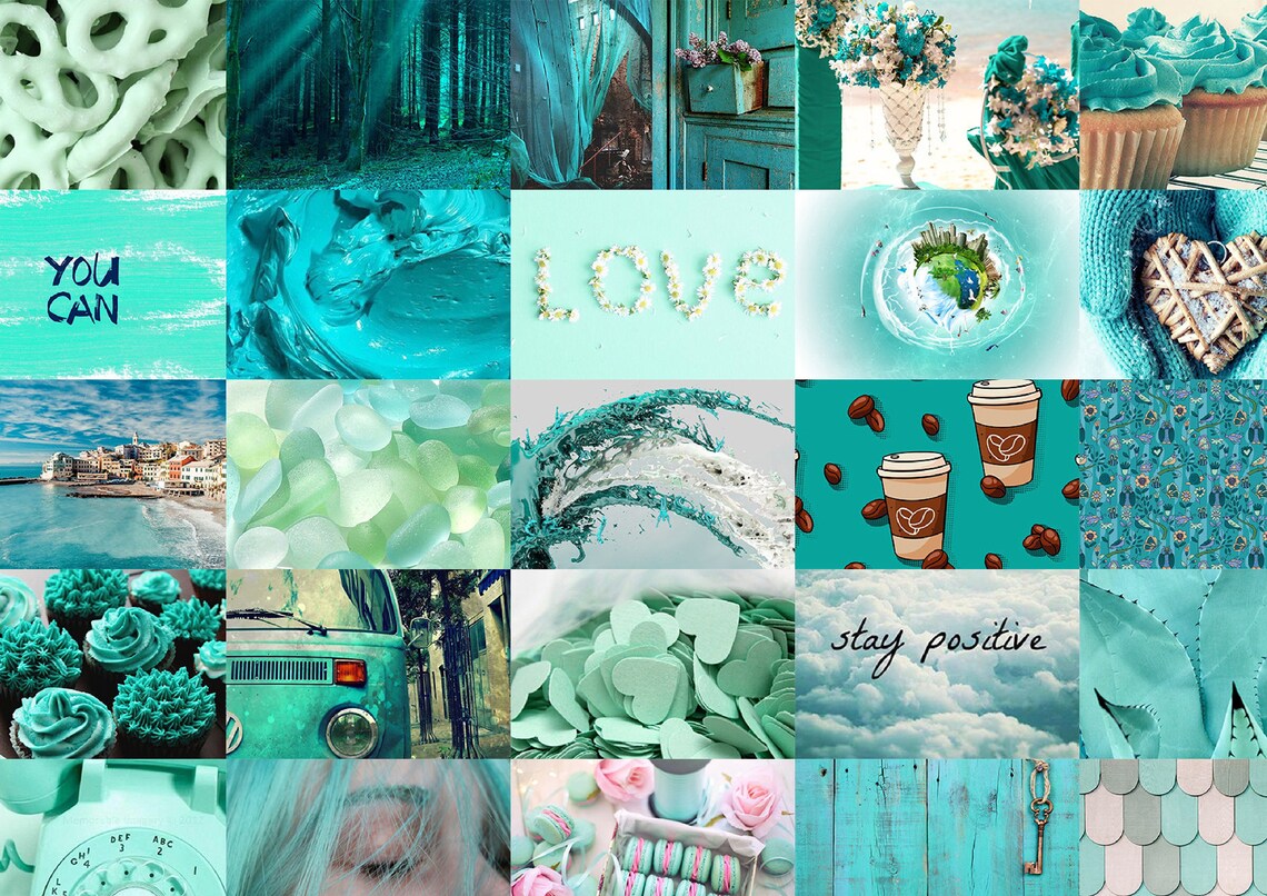 80 Pcs Turquoise Collage 6x4 kit digital download | Etsy