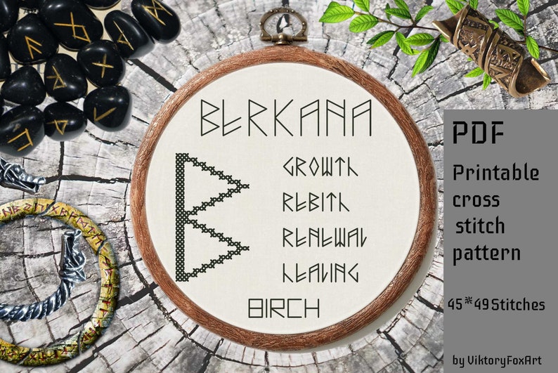 Berkana Elder Futhark Rune Cross Stitch Pattern Instant PDF Download - Etsy