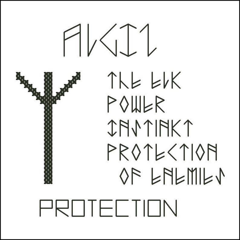 Algiz Elder Futhark Rune Cross Stitch Pattern Instant PDF Download - Etsy