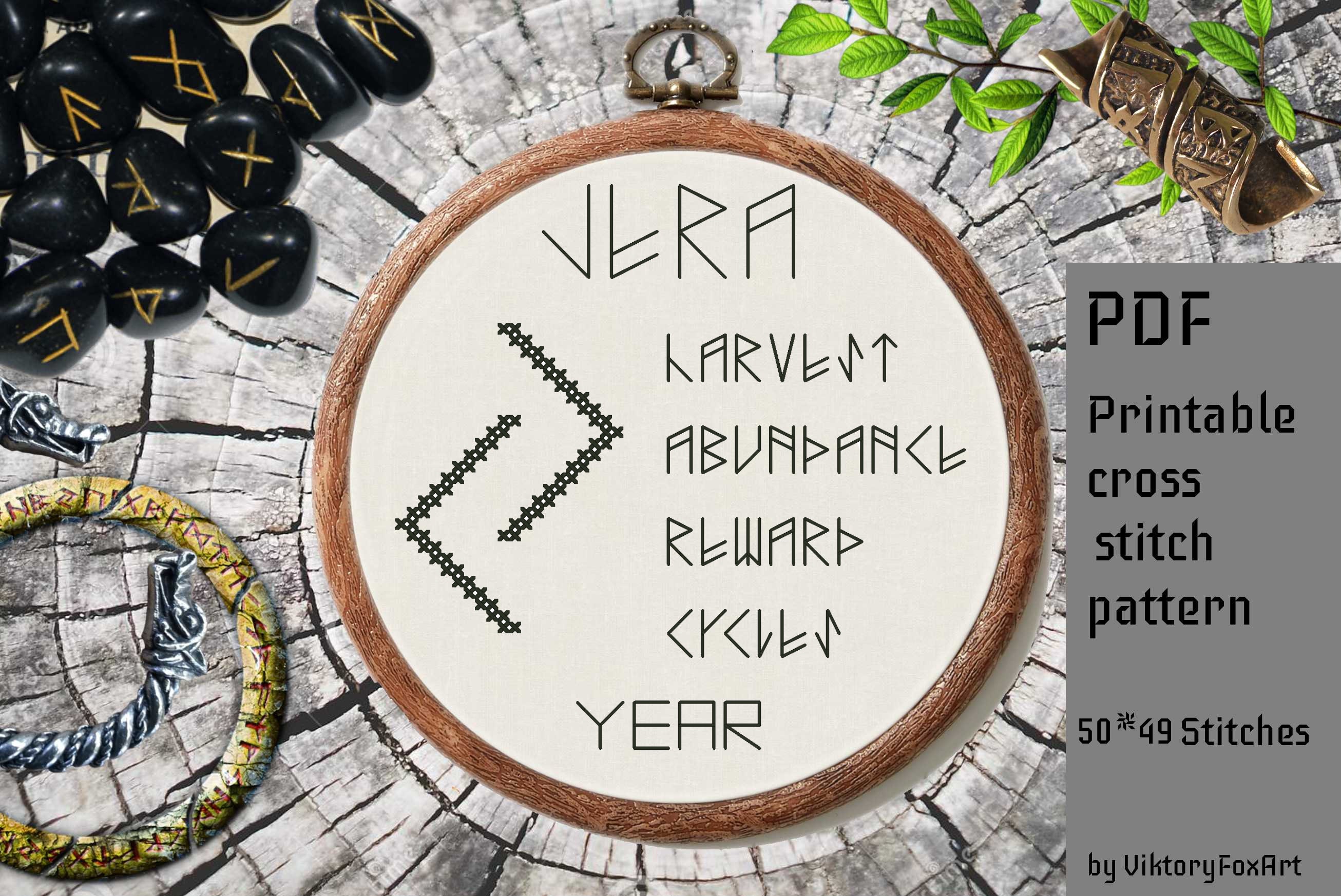 Jera Elder Futhark Rune Cross Stitch Pattern Instant PDF Download - Etsy