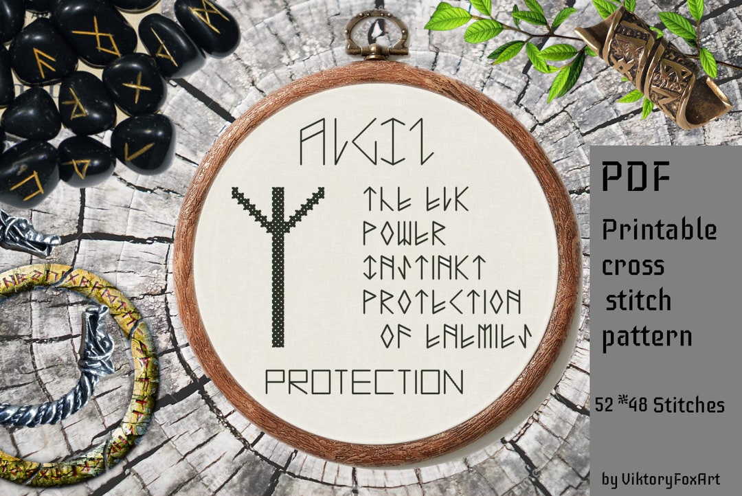 Algiz Elder Futhark Rune Cross Stitch Pattern Instant PDF Download - Etsy