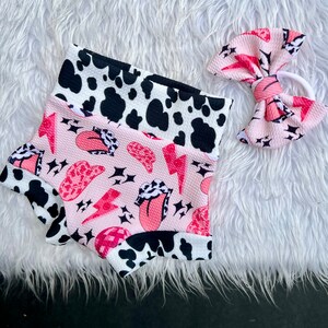 Pink Disco and Cow Print Bummie Outfit/girl Western Bummie Sets/baby ...