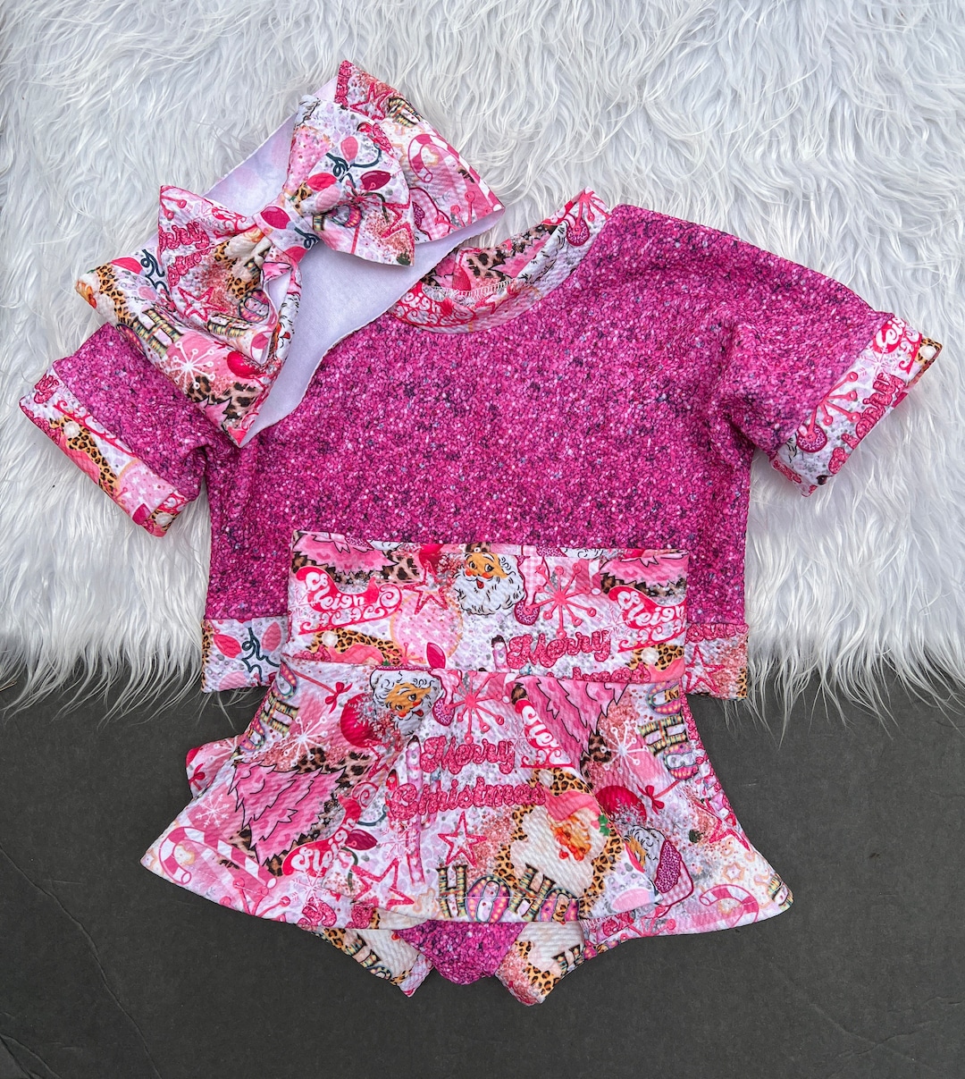 3pc. Baby Girl Christmas Crop Top Outfit/baby Christmas Lounge - Etsy