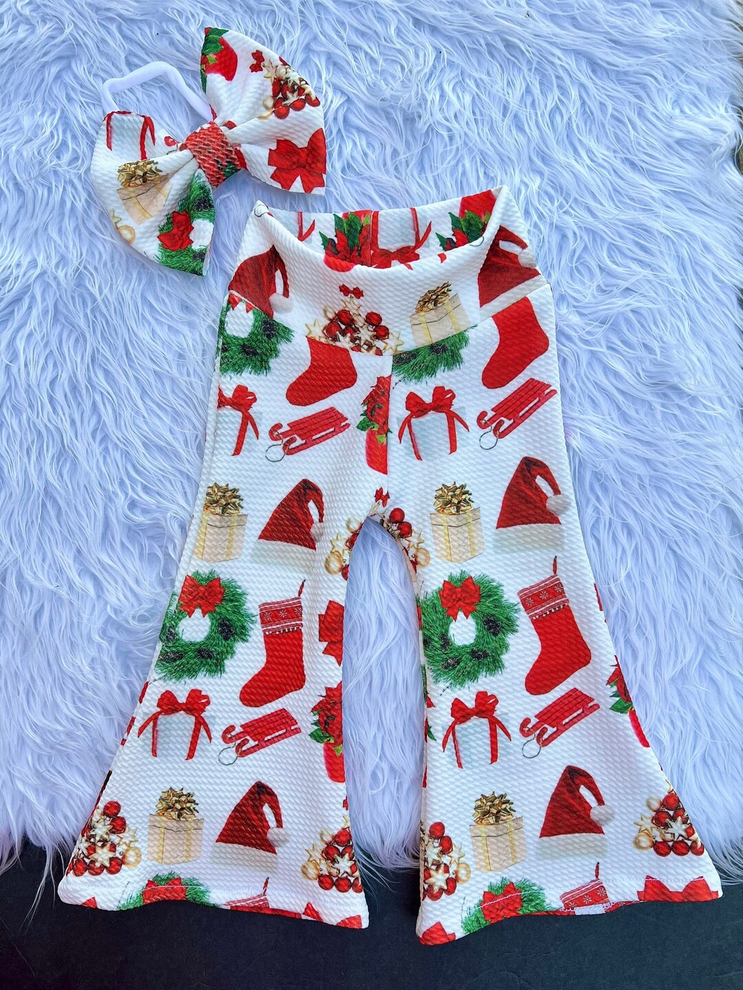 Christmas Flare Leg Bell Bottoms/baby Girl Christmas Pants/leggings ...