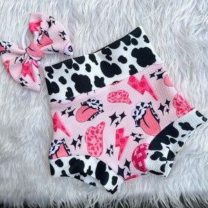 Pink Disco and Cow Print Bummie Outfit/girl Western Bummie Sets/baby ...