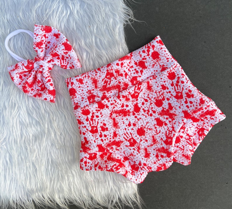 Bloody Handprint Baby Girl Bummies/halloween Bummies/baby - Etsy