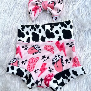 Pink Disco and Cow Print Bummie Outfit/girl Western Bummie Sets/baby ...