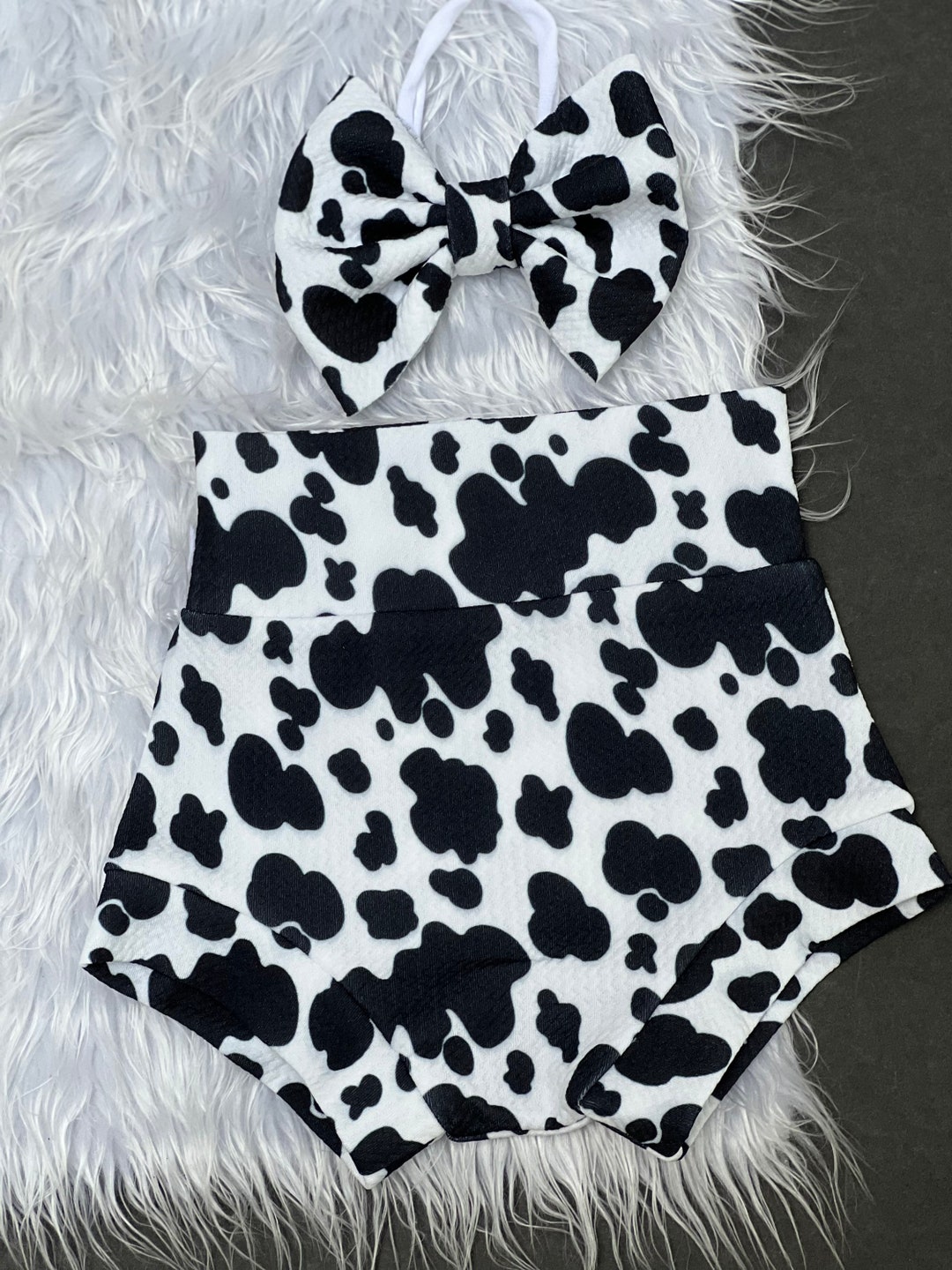 Cow Print Bummie Outfit/cow Spots Bummie Set/baby Girl Cow Outfit/cow ...