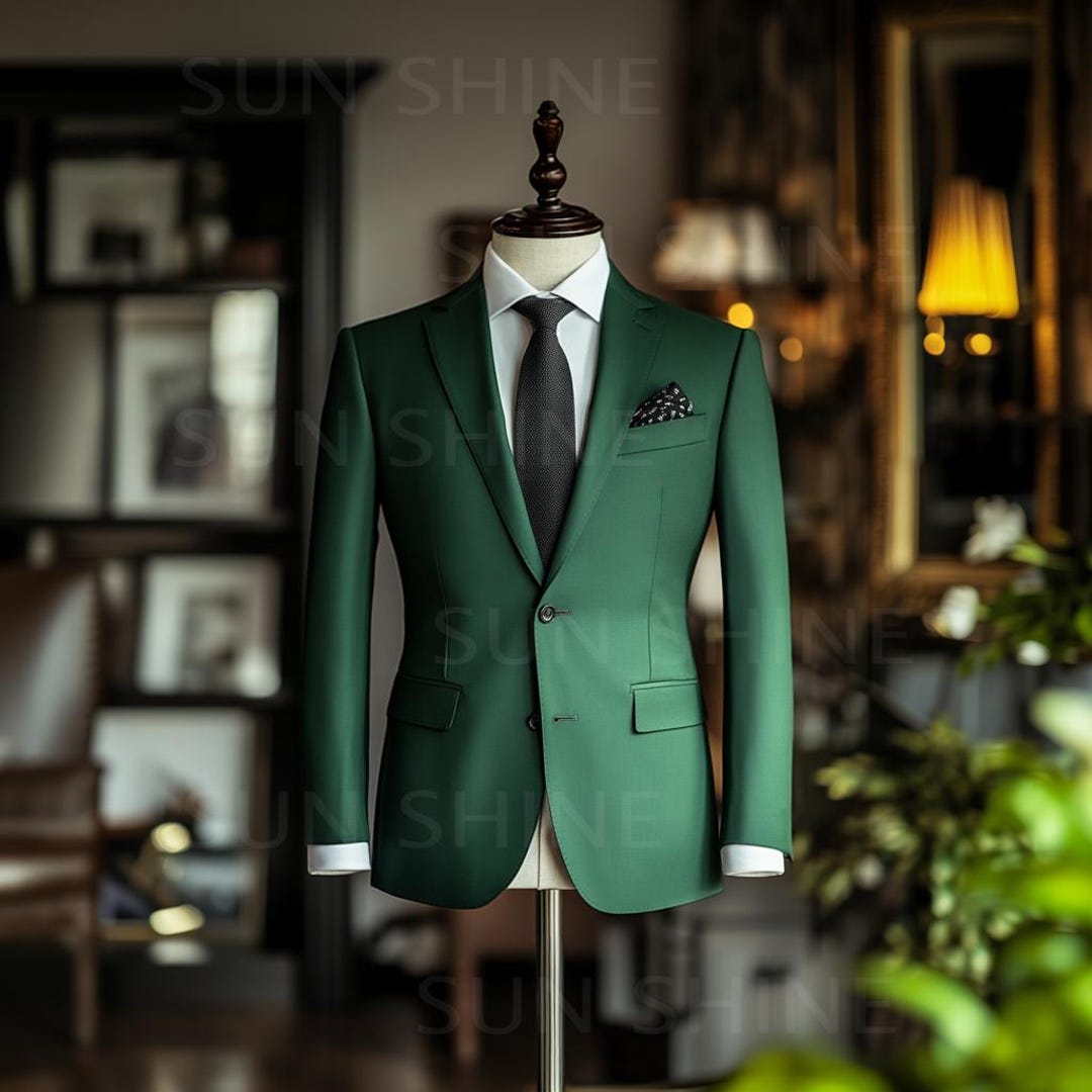 Emerald GREEN 2-piece Men's Suit-tailored Modern Elegance for Business ...