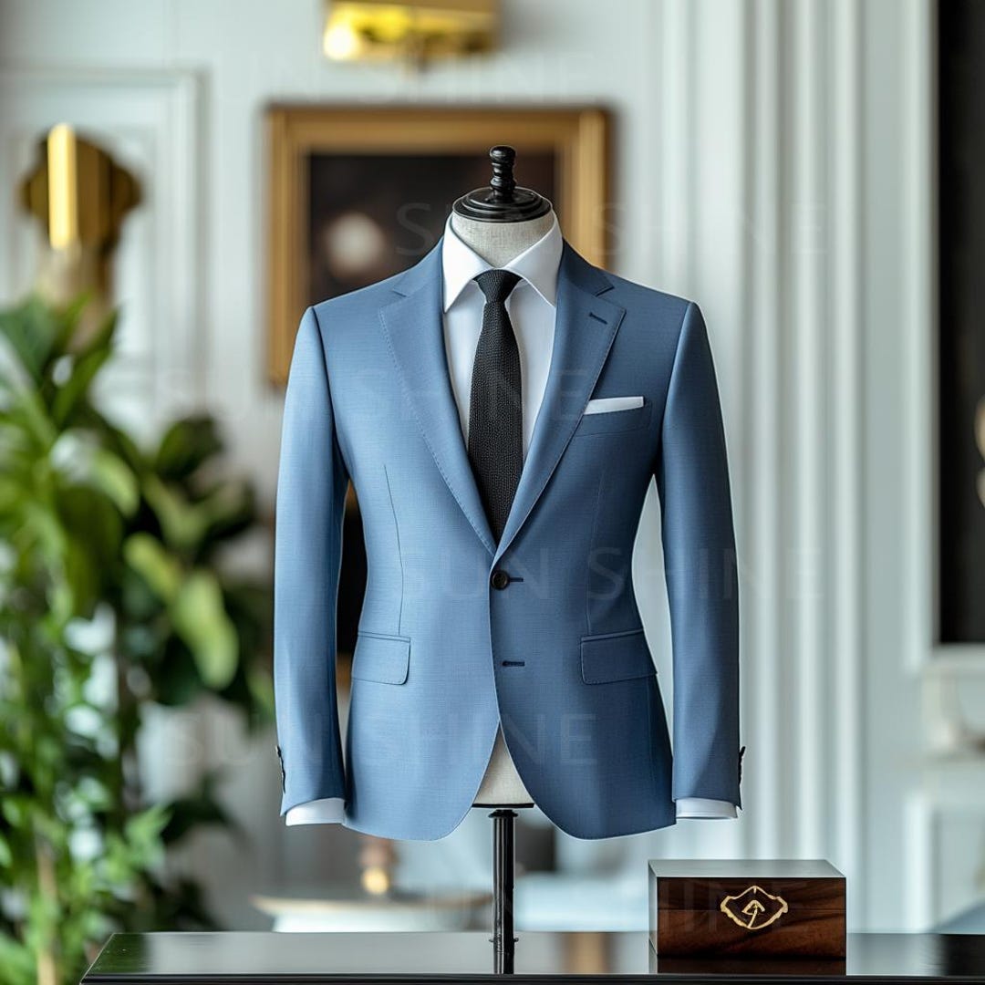 Dusty Blue Men's Suit: Slim Fit Wool Blend, Modern Tailored Elegance - Etsy