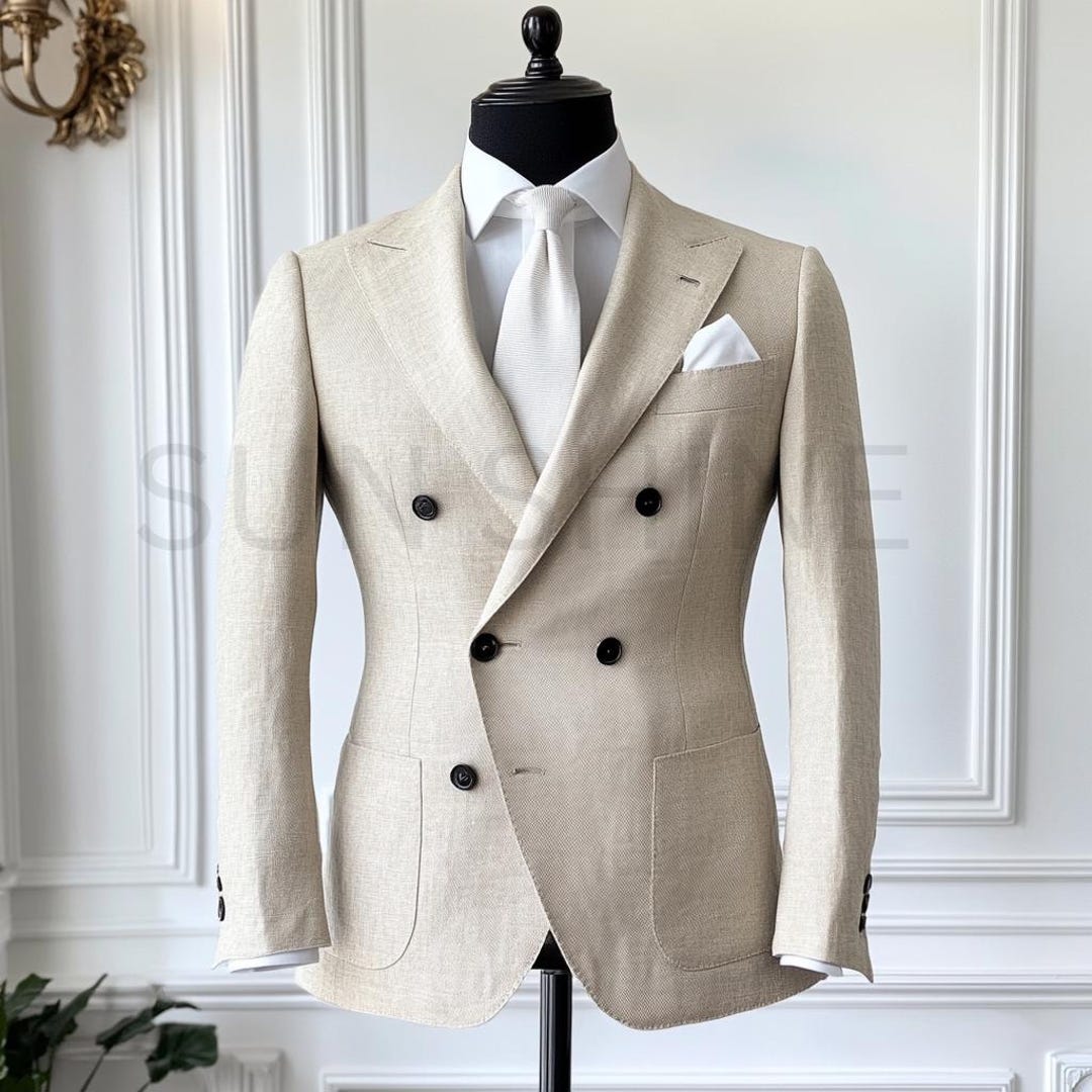 Handmade Light Beige Linen Suit: 2-piece Relax Fit Wedding Suit - Etsy