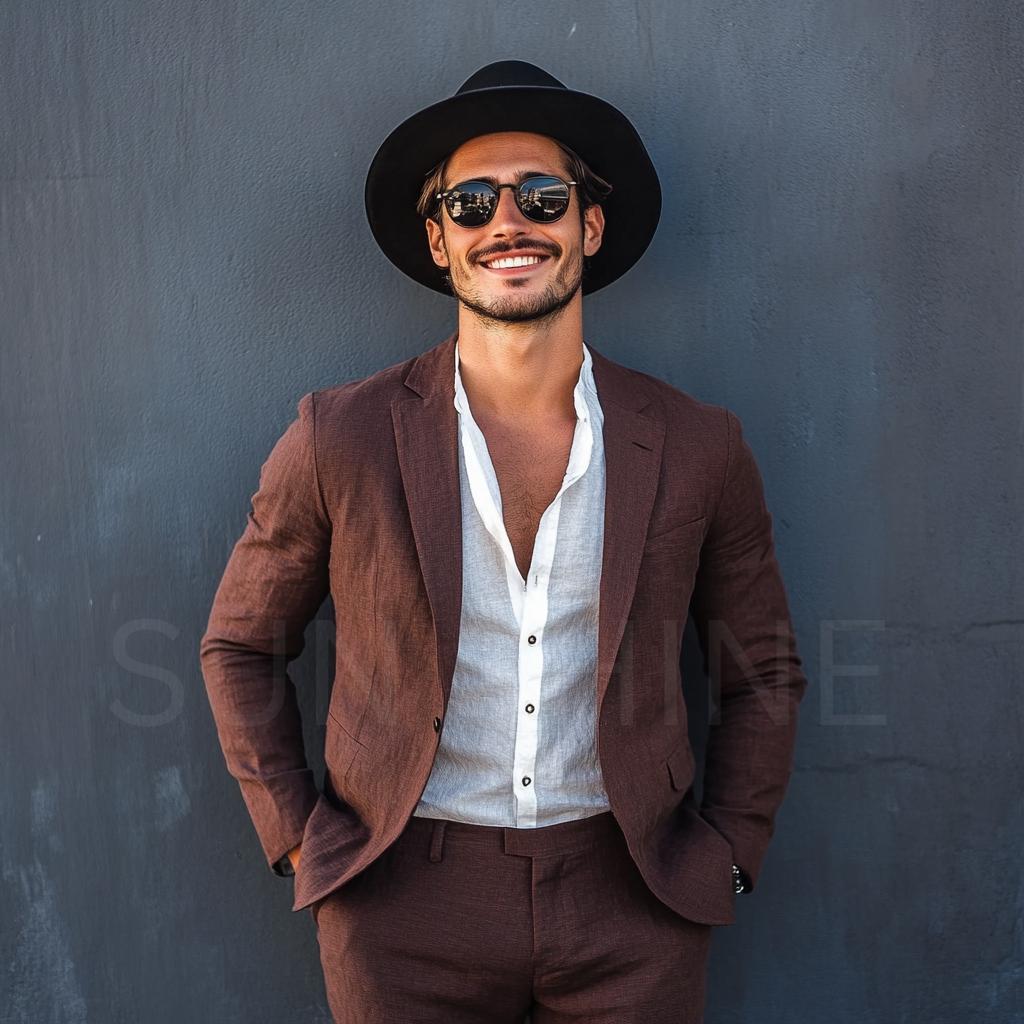 Premium BROWN Linen Suit, Men Linen Suit, 2 Piece Wedding Linen Suit ...