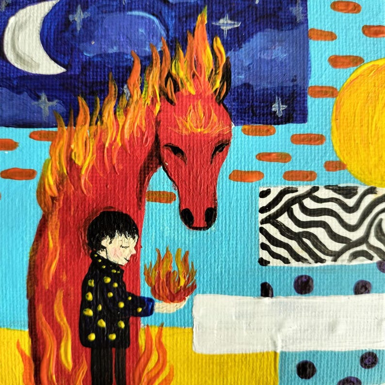 Personalized Fire Horse Painting, 2026 Symbol, Personalized Baby Gift ...